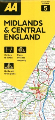 Køb Aa Road Map Britain 5: Midlands & Central England - english book ...