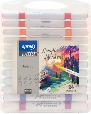 Akryl Twin Markers Tusser - 24 Stk. - Spree | Se tilbud og køb på Gucca.dk