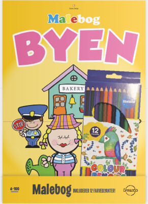 Køb Creazoo Malebog Byen A4 + Farveblyanter - - Gucca.dk