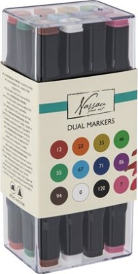 Køb Dual Markers Tusser - 2-I-1 - 12 Stk I Æske - Nassau fra Nassau ...
