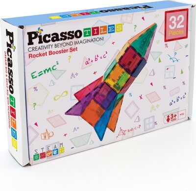 Picasso Tiles - Rocket Booster Magnetisk Byggesæt - 32 Dele | Se tilbud ...