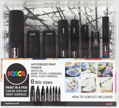 Køb Posca Tusser Sæt - Paint Marker - Sort - 8 Stk fra Uni - Gucca.dk
