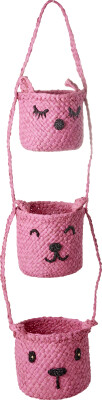 Køb Rice - Raffia 3-tier Hanging Storage With Animal Faces - Pink ...
