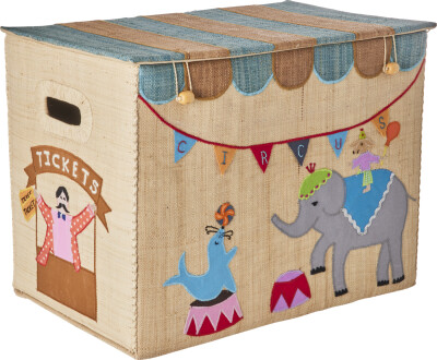 Køb Rice - Raffia Storage Box With Circus Theme - Large - Gucca.dk