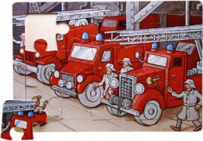 örnis Bilar - Puslespil I Træ - Brandbiler - 15 Brikker | Se tilbud og køb på Gucca.dk