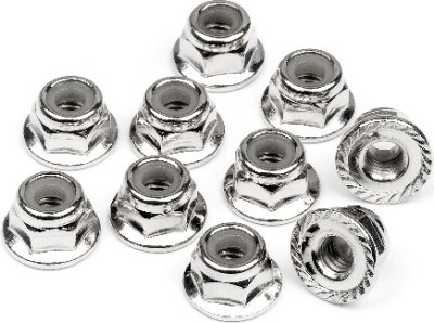 Køb Serrated Flange Lock Nut M4 - Silver/10Pcs - Hp103729 - Hpi Racing ...