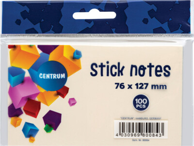 Køb Sticknotes 75 X 125 Mm - 100 Ark - Pastelgul - Centrum - Gucca.dk