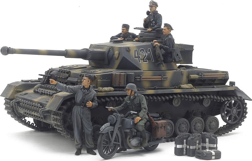 Tamiya - Panzerkampfwagen Iv Ausf.g & Motorcycle Byggesæt - 1:35 ...