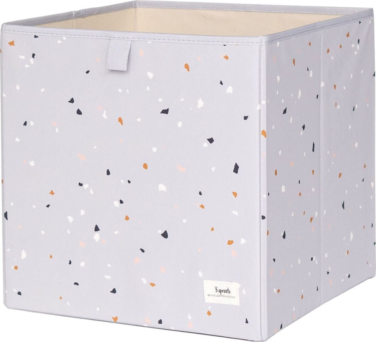 3 Sprouts - Opbevaringskasse - Terrazzo - Lysegrå - 33x33x33 Cm | Se tilbud og køb på Gucca.dk