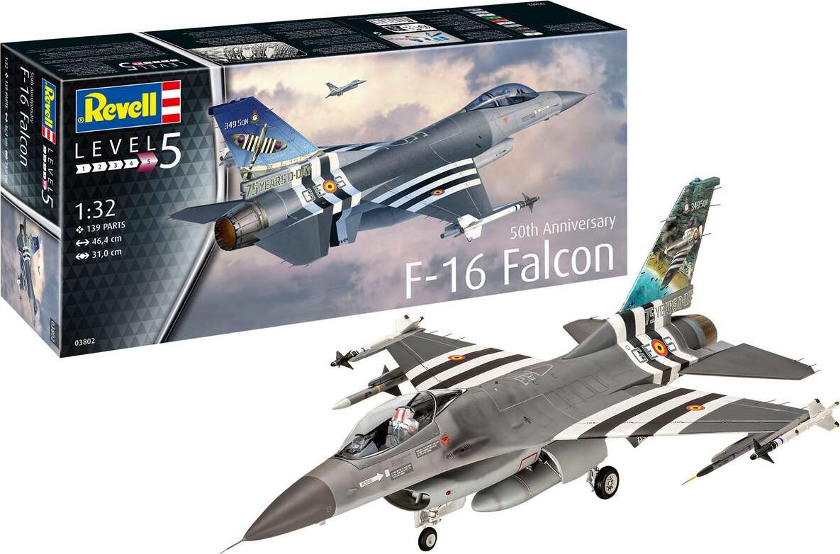 Køb Revell - 50th Anniversary F-16 Falcon - 1:32 - Level 5 - 03802 ...