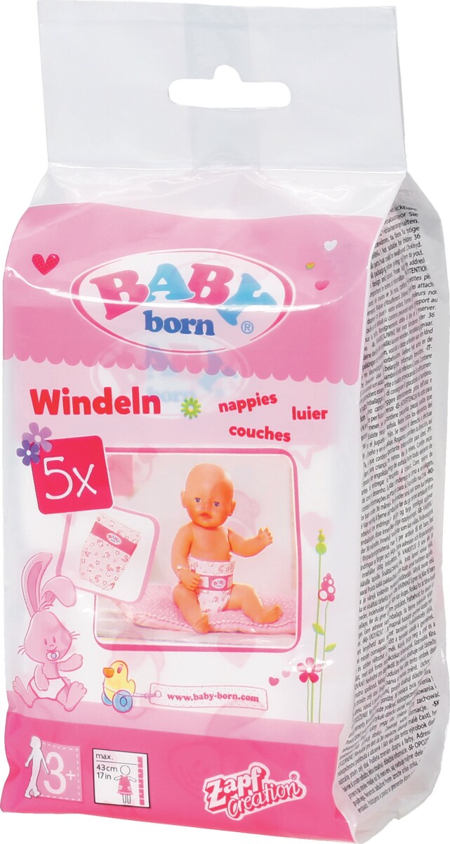 Køb Babyborn - Bleer - 5-Pak - 43 Cm fra Zapf Creation - Gucca.dk