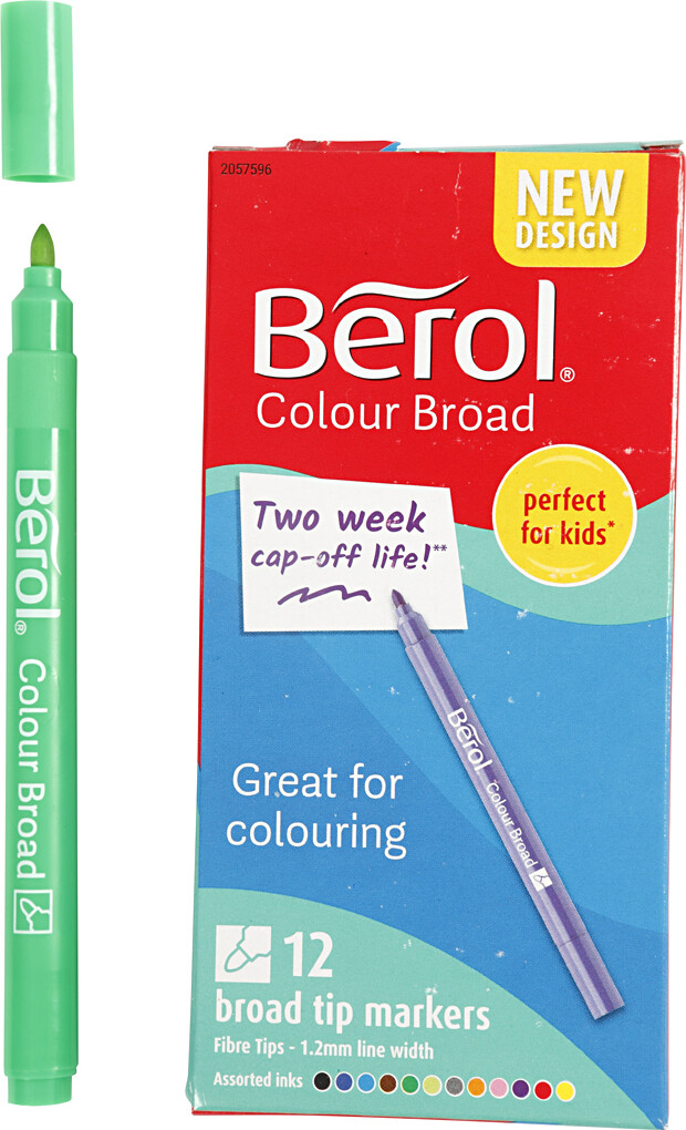 Berol Colourbroad Tuscher - Assorterede Farver - 12 Stk | Se tilbud og ...