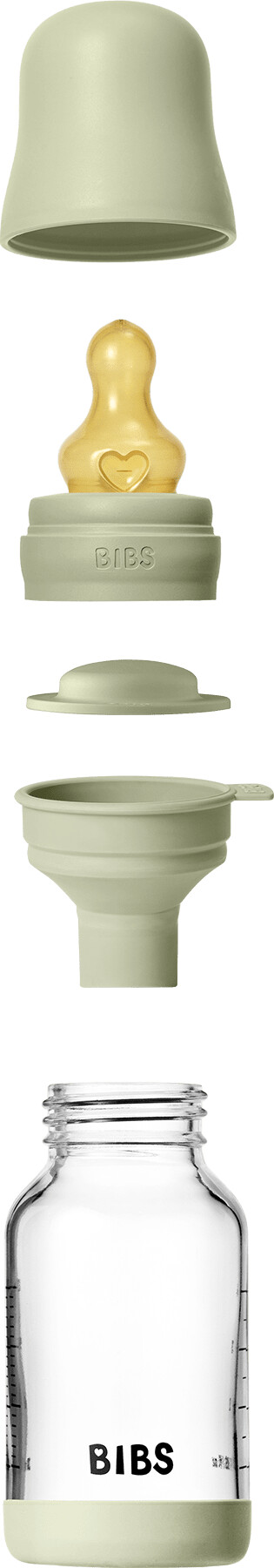 Køb Bibs - Glass Baby Bottle Round Latex Slow Flow - Sage - 120 Ml ...