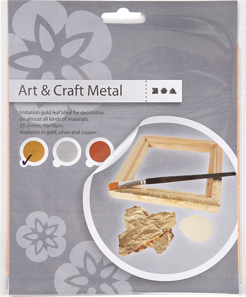 Bladguld - 16x16 Cm - 25 Ark - 0,625 M2 | Se tilbud og køb på Gucca.dk