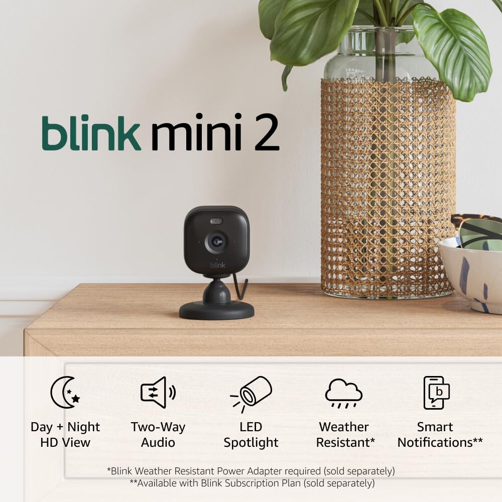 Blink - Mini 2 Smart Indoor Wireless Security Camera Sort | Se tilbud ...