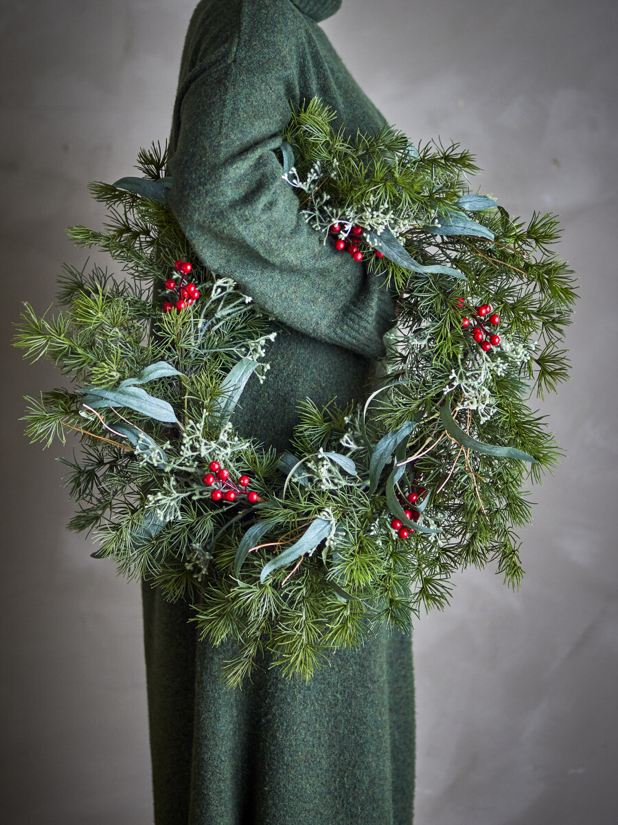 Køb Bloomingville Julepynt - Kunstig Gran Krans - Grøn - Gucca.dk