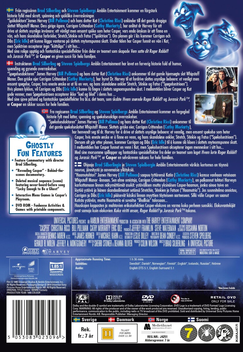 Casper The Friendly Ghost / Casper - Det Venlige Spøgelse DVD Film → ...