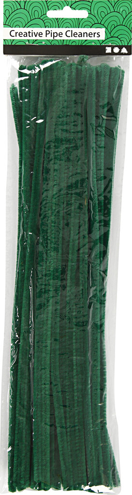 Køb Chenille Piberensere - L 30 Cm - Tykkelse 6 Mm - Mørk Grøn - 50 Stk ...