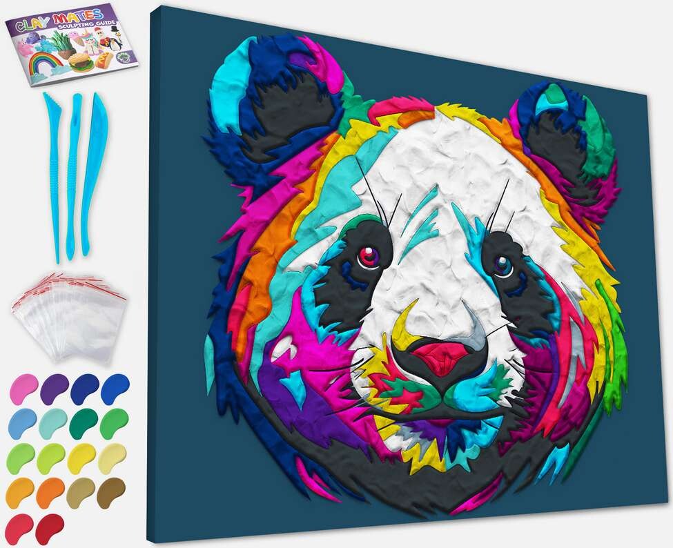 Clay Painting På Lærred - 30x40- Cm - Panda - Splat | Se tilbud og køb ...