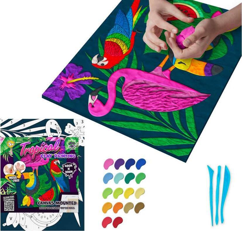 Clay Painting På Lærred - 30x40 Cm - Tropisk - Splat | Se tilbud og køb ...