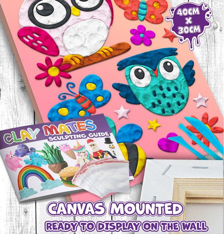 Clay Painting På Lærred - 30x40 Cm - Ugler + Bi - Splat | Se tilbud og ...