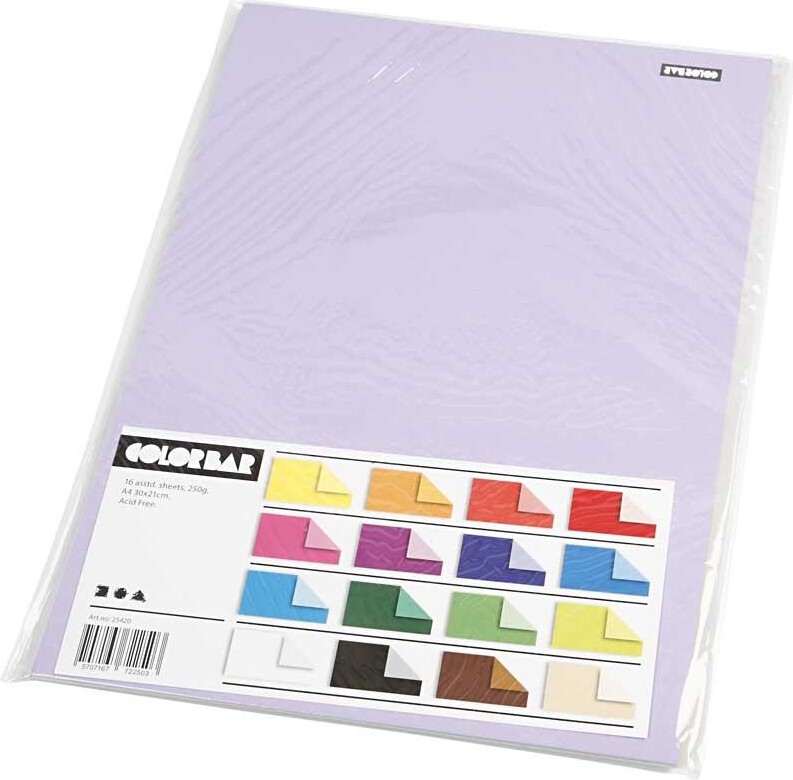 Karton - Flere Farver Rivekarton - A4 - 250 G - 16 Ark - Color Bar | Se ...