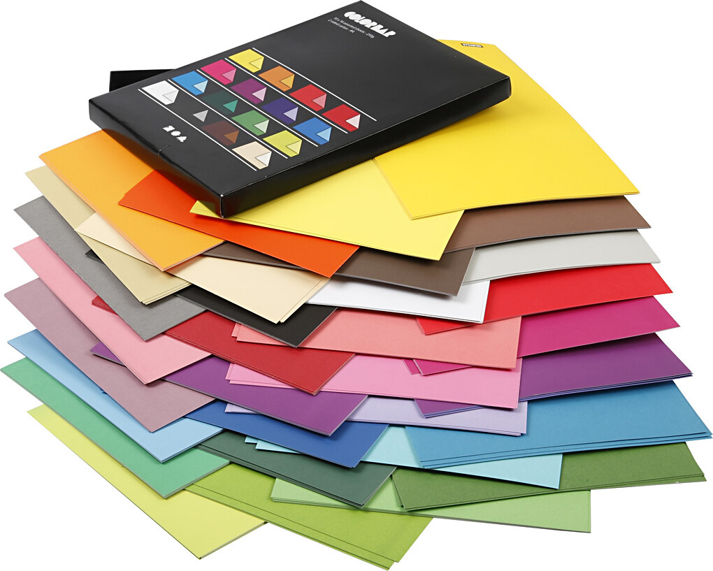 Køb Karton - Flere Farver Rivekarton - A4 - 250 G - 16x10 Ark - Color ...