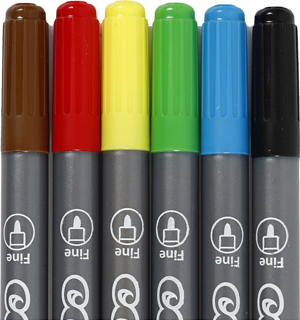 Køb Dobbelt Tusser - Vandbaserede - 2,3+3,6 Mm - 6 Stk fra Colortime ...