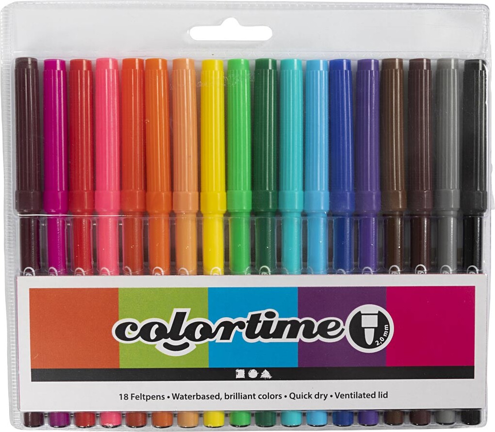 Køb Tusser - Vandbaserede - Tykkelse 2 Mm - Flere Farver - 18 Stk fra ...