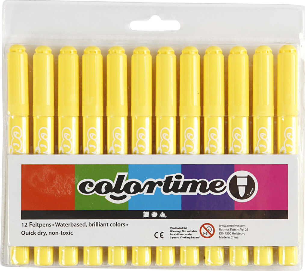 Køb Tusser - Vandbaserede - Tykkelse 5 Mm - Citrongul - 12 Stk fra ...