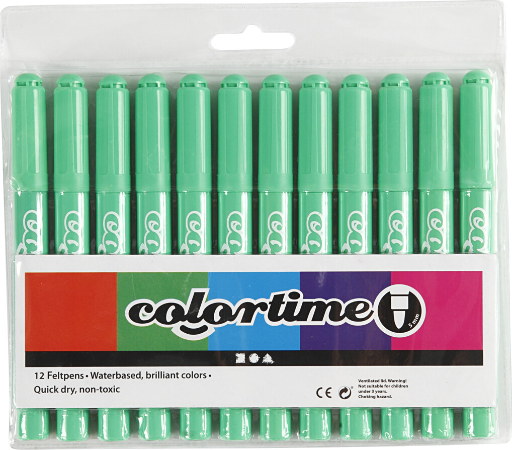 Køb Tusser - Vandbaserede - Tykkelse 5 Mm - Lys Grøn - 12 Stk fra ...