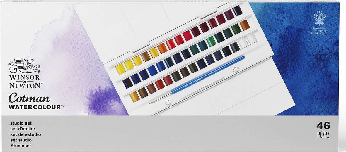 Køb Winsor & Newton - Akvarelfarve Sæt - The Half Pan Studio - 45 ...