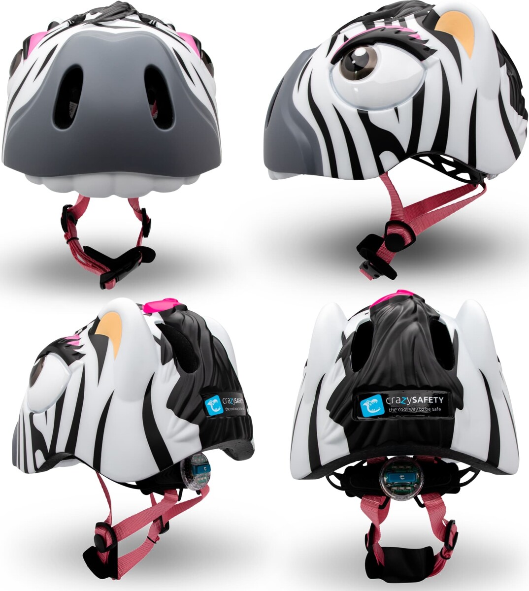Køb Crazy Safety - Cykelhjelm Til Børn - Zebra - Hvid - 49-55 Cm - Gucca.dk