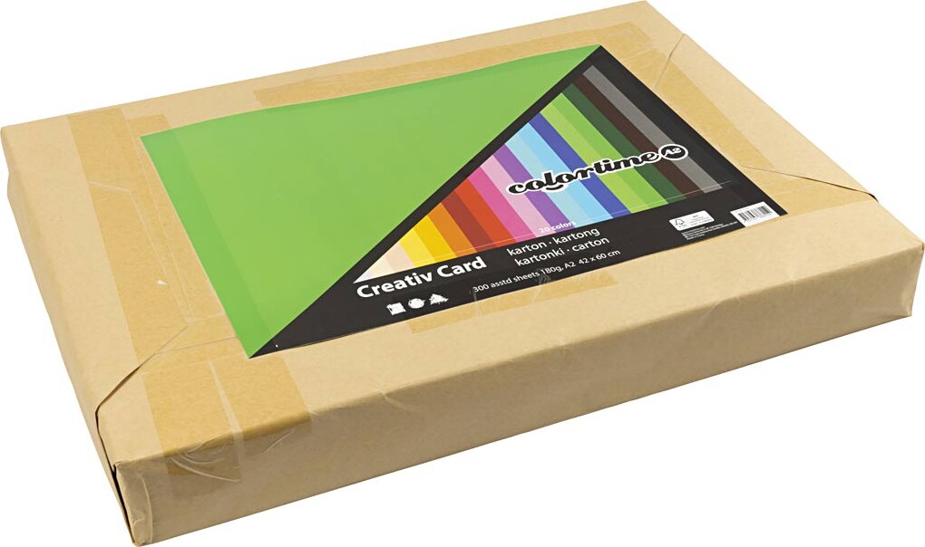 Køb Karton - Farvet - A2 - Forskellige Farver - 300 Ark fra Colortime ...