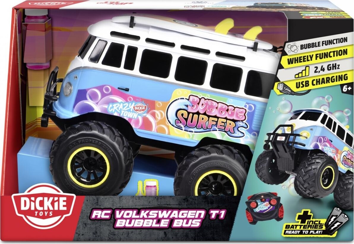 Dickie Toys - Fjernstyret Bus Med Lys - Vw T1 Bubble Surfer | Se tilbud ...
