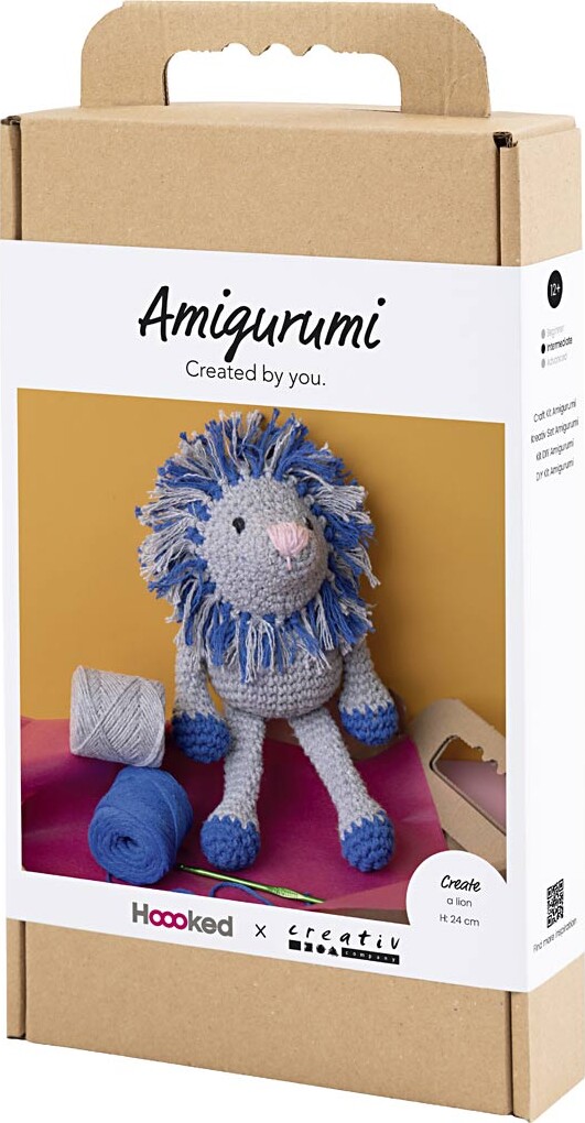 Diy Kit Amigurumi - Løve - Marineblå - Lys Grå | Se tilbud og køb på ...