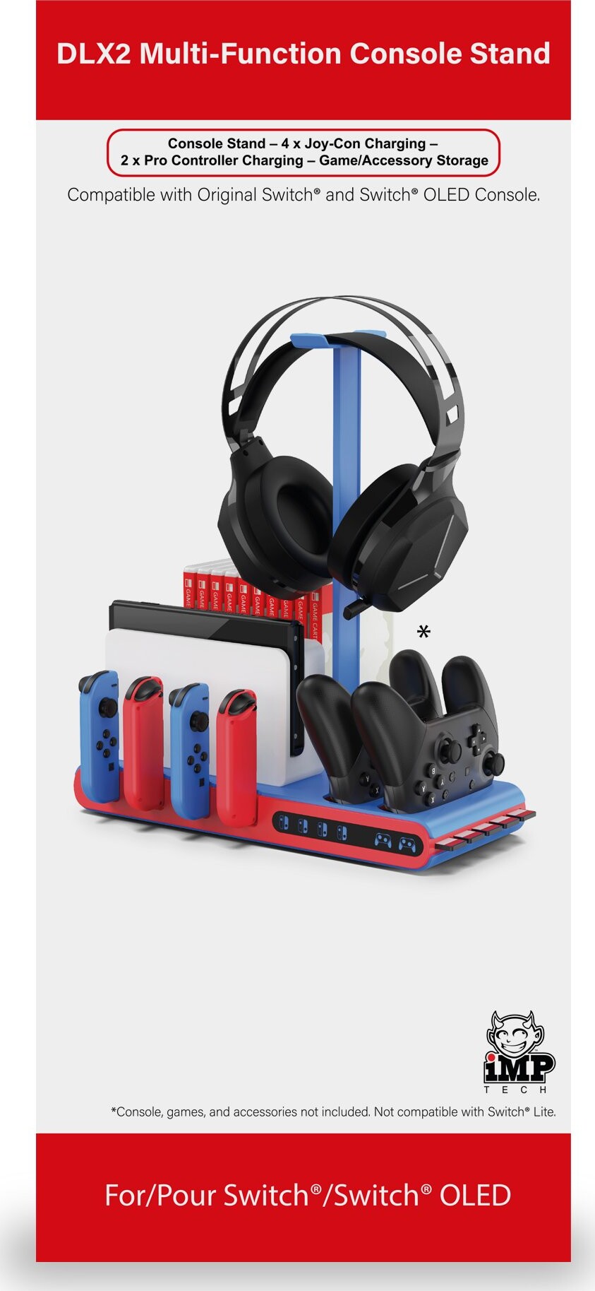 Køb Dlx Multi Function Charger Tower Nintendo Switch / Oled fra Imp - Gucca.dk