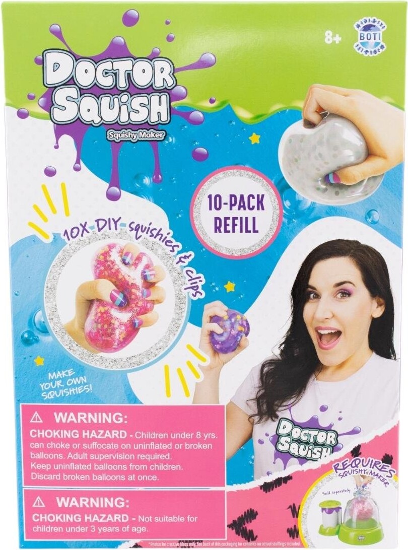 Doctor Squish - Squishy Maker Refill Pakke - 10 Balloner Og Klips | Se tilbud og køb på Gucca.dk