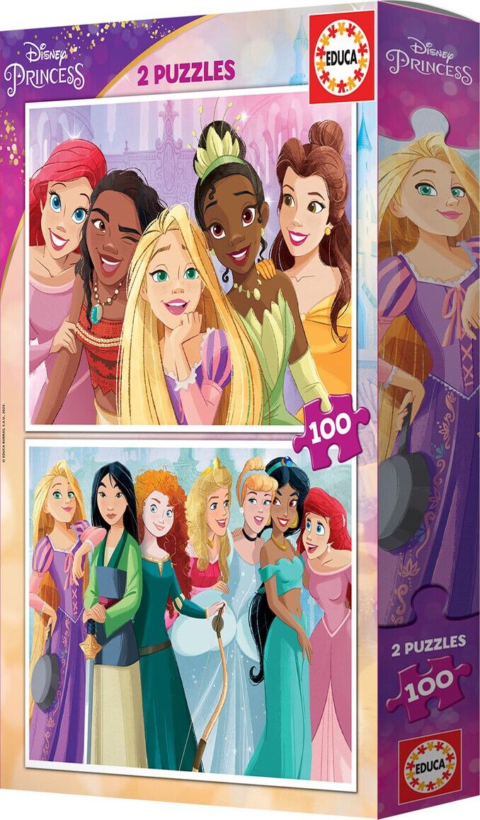 Educa - Puslespil I Træ Med 2x100 Brikker - Disney Prinsesser | Se tilbud og køb på Gucca.dk