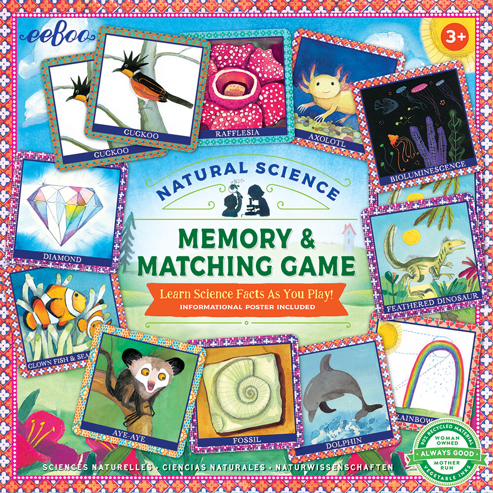 Køb Eeboo - Memory Vendespil - Naturvidenskab - 48 Kort - Gucca.dk