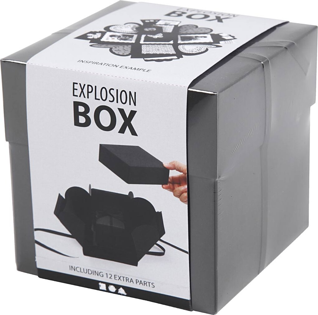 Køb Explosion Box - Str. 7x7x7,5+12x12x12 Cm - Sort - 1 Stk fra Creativ ...