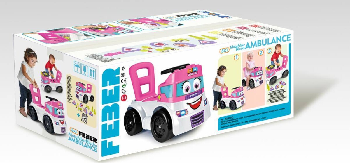 Gåbil Til Børn - Ambulance Med Byggeklodser - Pink - Feber | Se tilbud ...