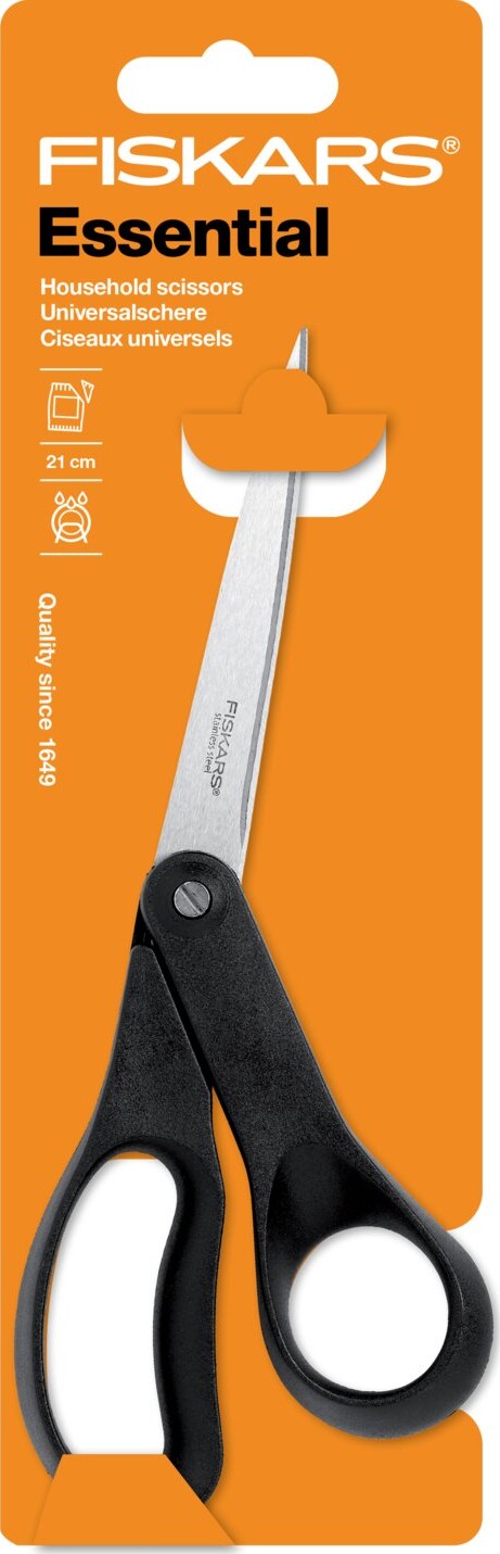Køb Fiskars - Universalsaks - Sort - Essential - 21 Cm - Gucca.dk