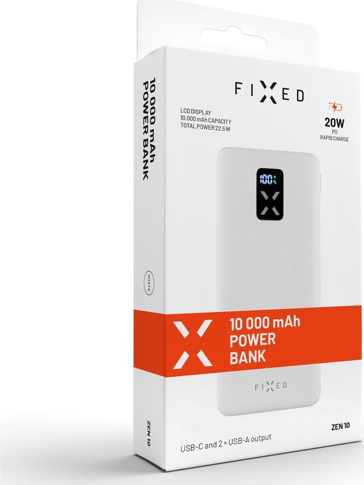 Fixed - Powerbank - Zen 10 - Usb-c + Usb-a - 10.000 Mah - Hvid | Se ...