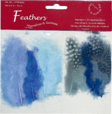 Køb Fjer - 8-10 Cm - 18 Stk. - Blå fra Marabou & Guinea - Gucca.dk