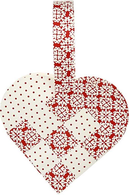 Køb Flettede Julehjerter - Str. 14,5x10 Cm - 120 G - Rød - Hvid - 8 Sæt ...