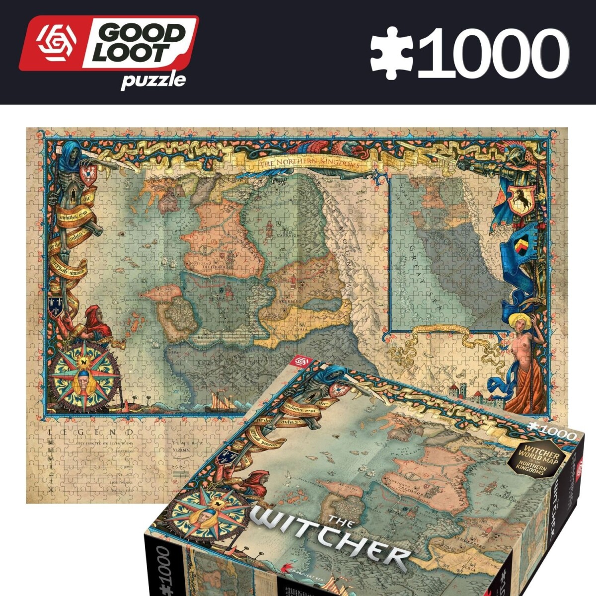 The Witcher - The Kingdoms Puzzle - 1000 Brikker | Se tilbud og køb på ...