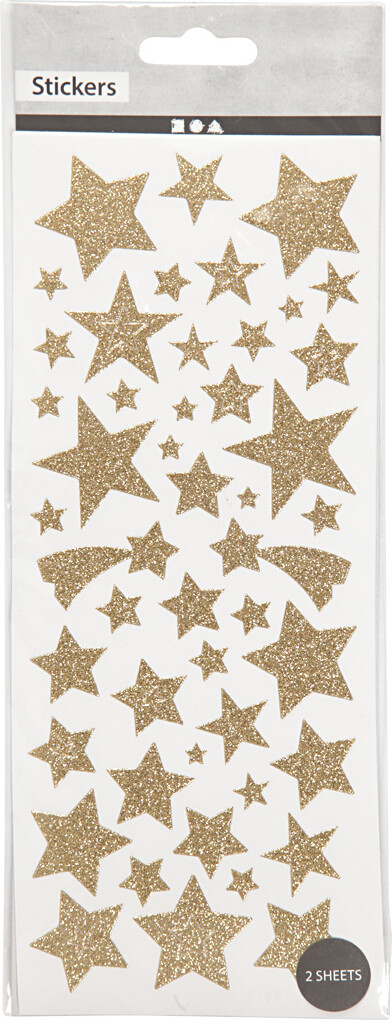Køb Stjerne Klistermærker - Glimmer - Guld - 2 Ark fra Creativ Company ...