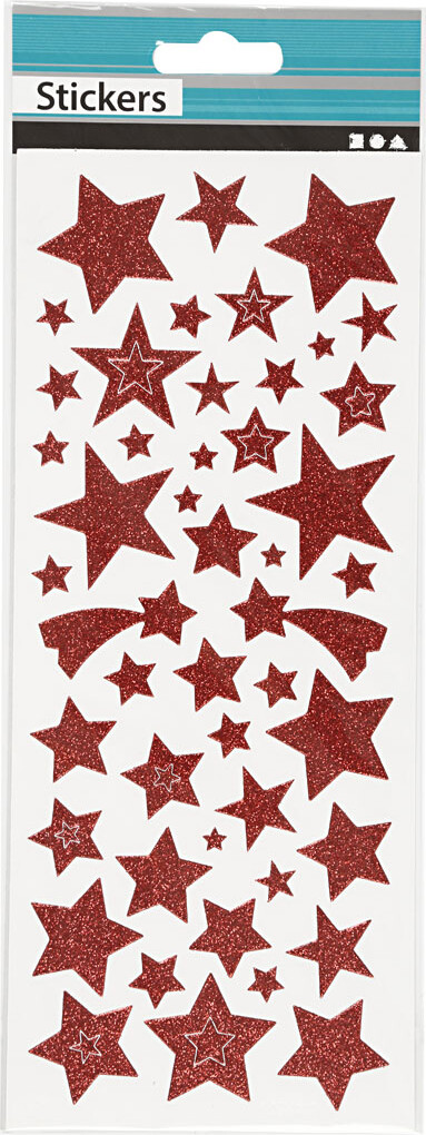 Køb Stjerne Klistermærker - Glimmer - Rød - 2 Ark fra Creativ Company ...