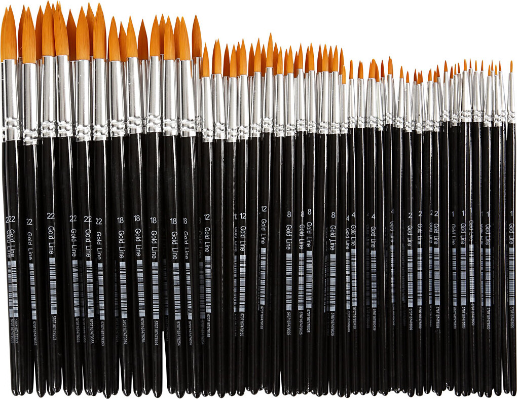 Køb Gold Line Pensler - Nr. 1+2+4+8+12+18+22 - L 17-21 Cm - B 1-7 Mm ...